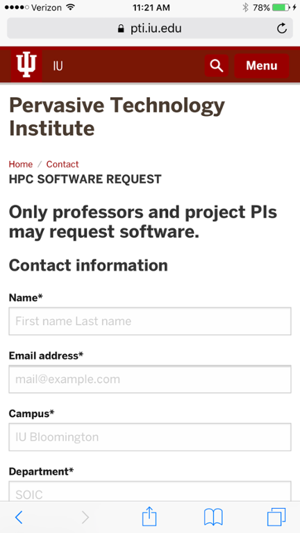 Software Installation Request | All IU Campuses | One.IU