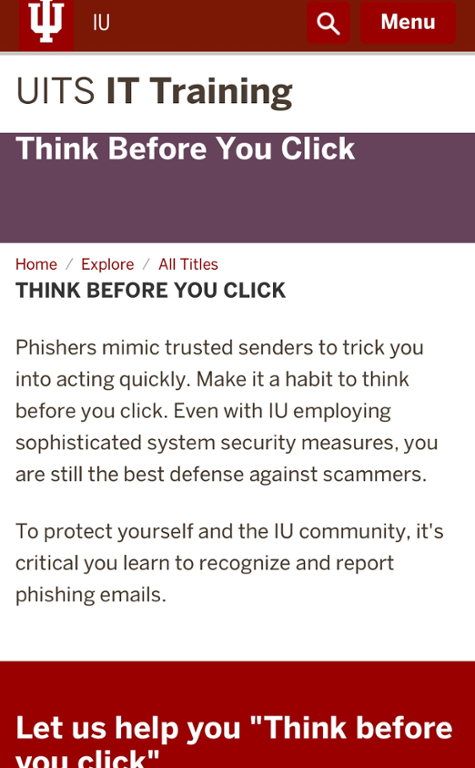 Think Before You Click | All IU Campuses | One.IU