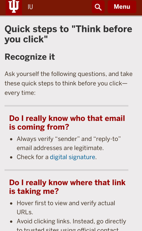 Think Before You Click | All IU Campuses | One.IU